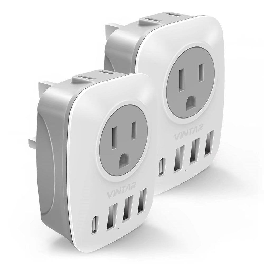 VINTAR Type G Travel Adapter, International Adaptor, 4 USB Ports, 2 ...