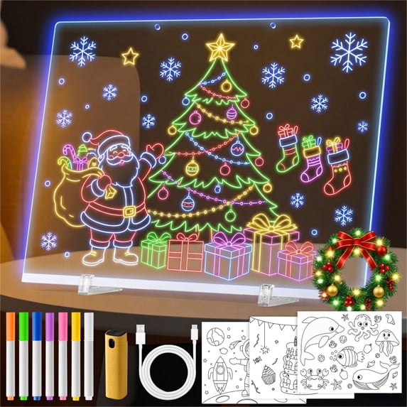 VINTS LED Drawing Board,15.75"X11.81" Acrylic Dry Erase Board with ...