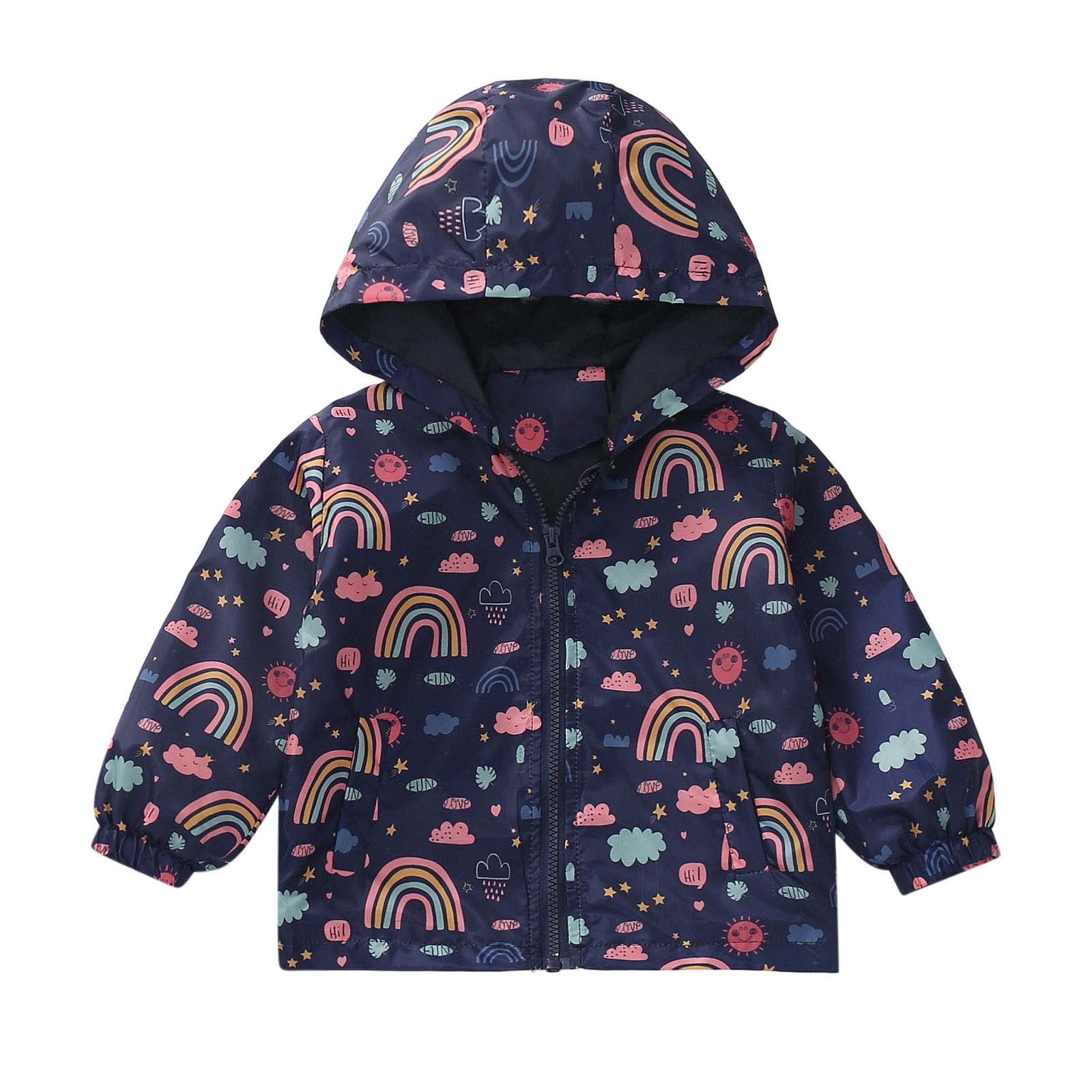VINUSL Toddler Girl Raincoats Floral Lightweight Hooded Rain Jacket ...
