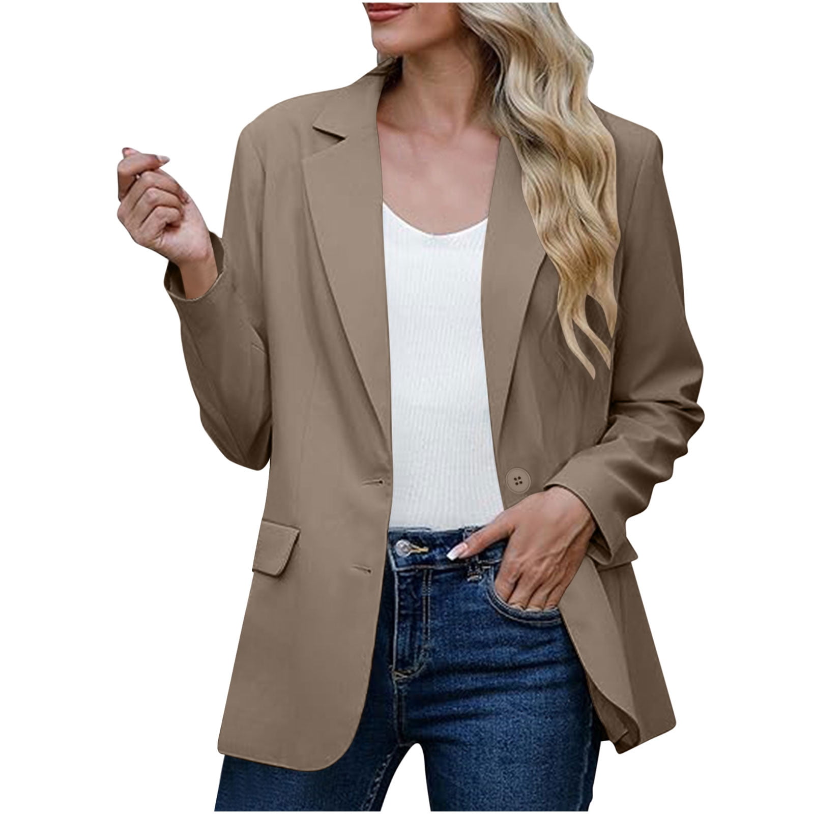 VINUSLI Ladies Blazers for Women Business Casual Jackets Long Sleeve ...