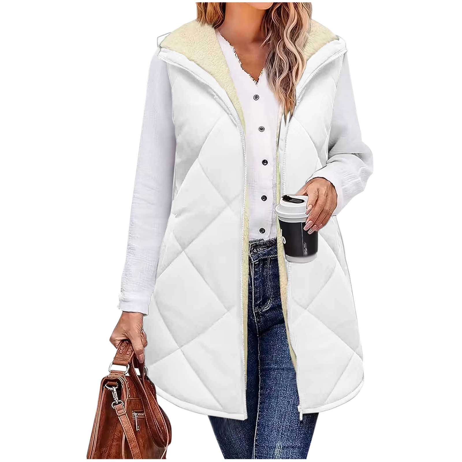 VINUSLI Ladies Puffer Vest - 2025 Sleeveless Fleece Reversible Vests ...