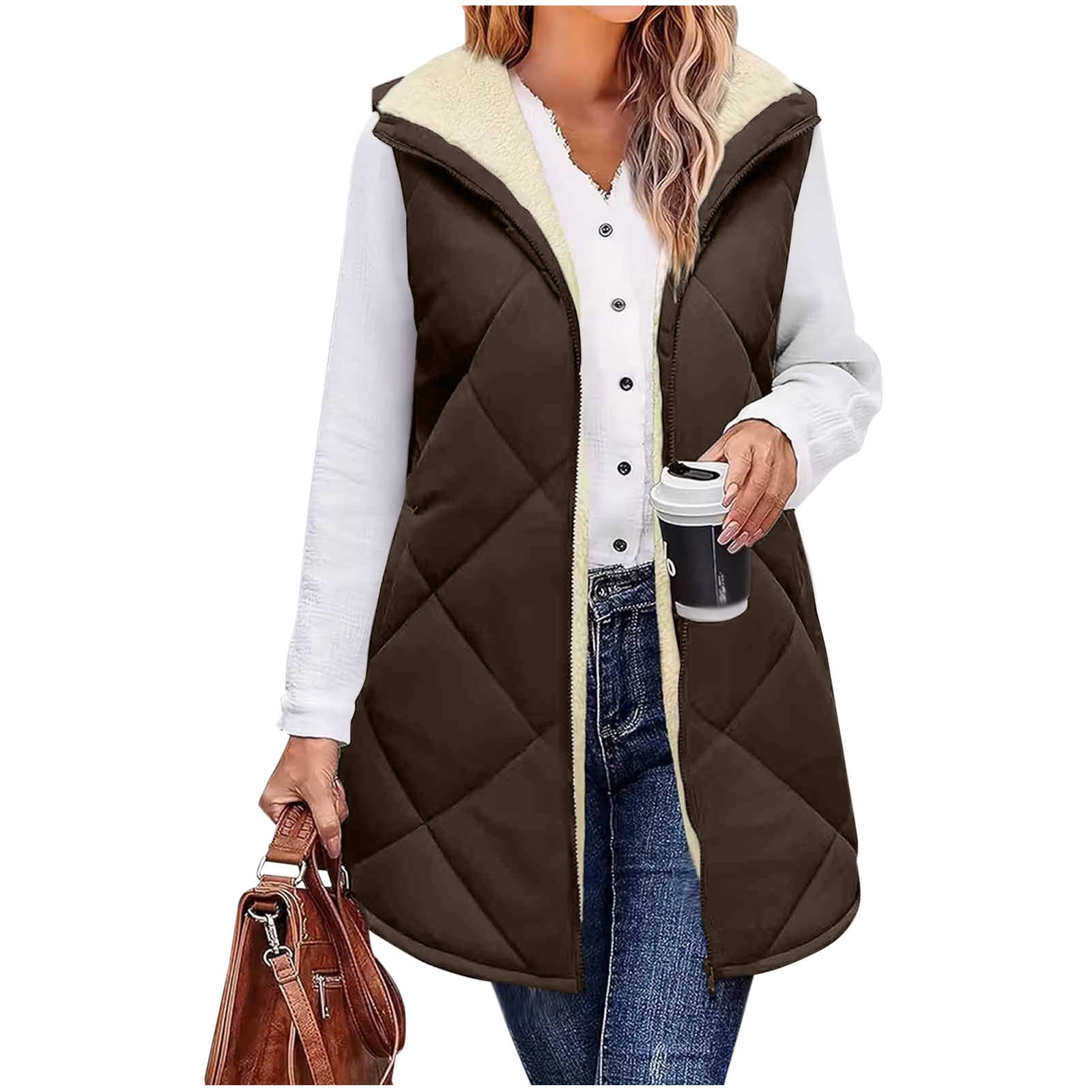 VINUSLI Quilted Vests Women 2025 - Sleeveless Fleece Reversible Vest ...