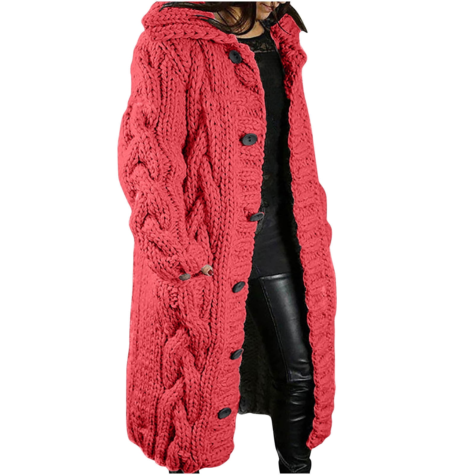 VINUSLI Waffle Knit Cardigan for Women - Winter Chunky Open Front Long ...