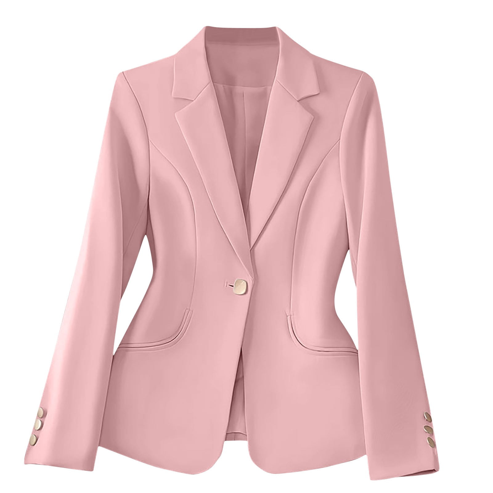 VINUSLI Women's Fitted Blazer Notch Lapel Button Blazers Open Front ...