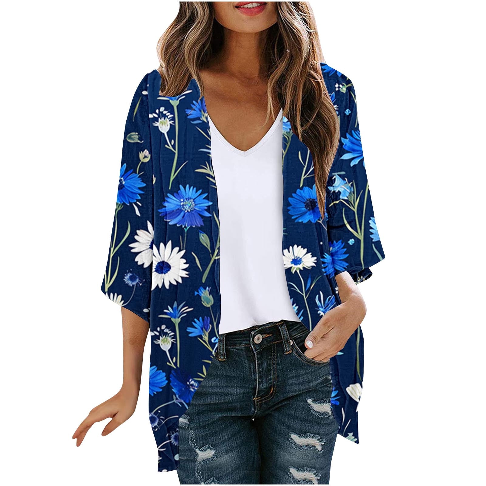 VINUSLI Women's Kimono Cardigan Dressy,Womens Summer Beach Boho Chiffon ...