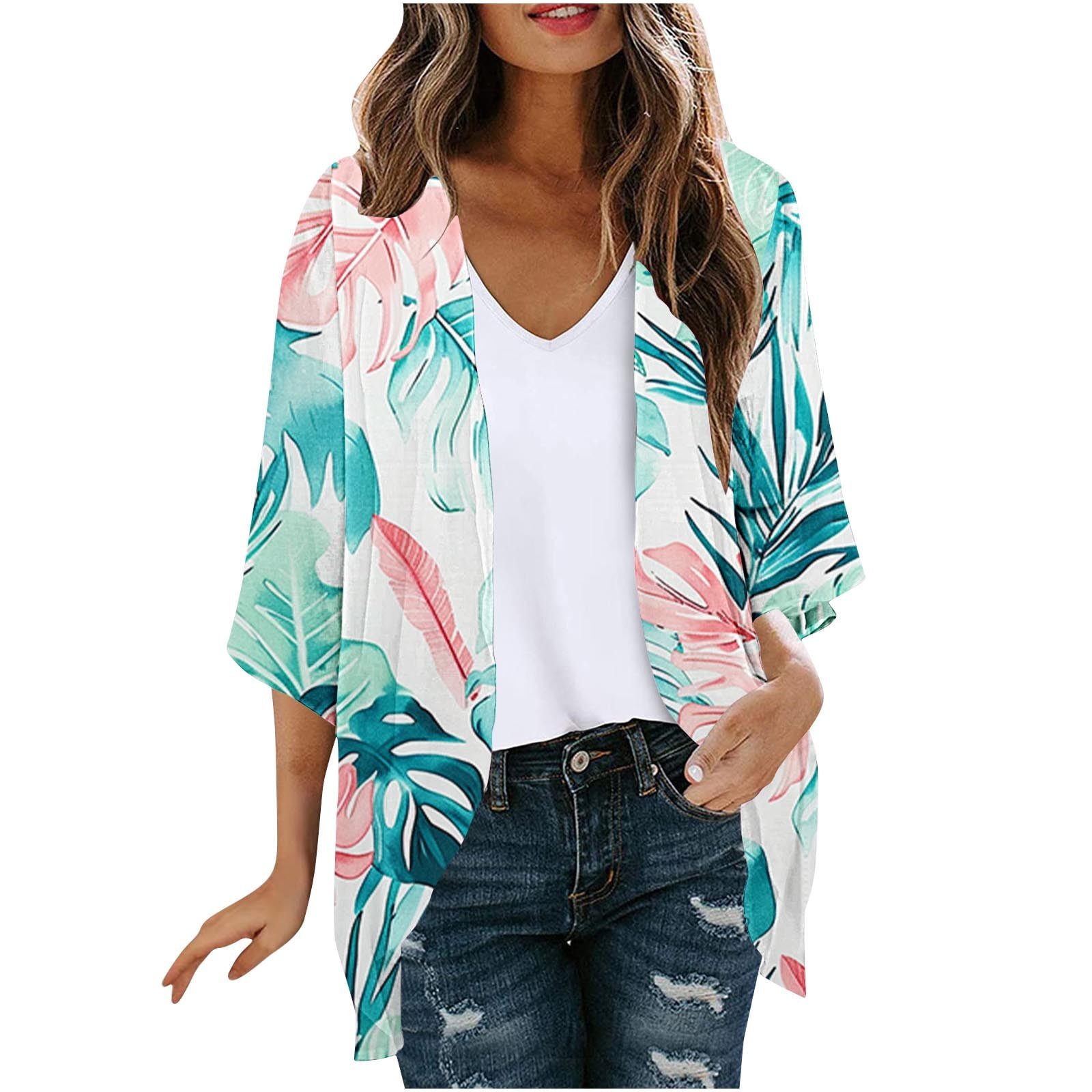 VINUSLI Women's Kimonos Plus Size,Women Kimono Cardigans Casual Summer ...