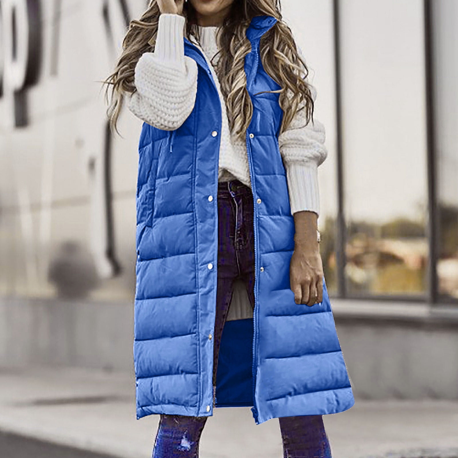 VINUSLI Women's Long Vest Sleeveless Lightweight Puffer Jacket Packable ...
