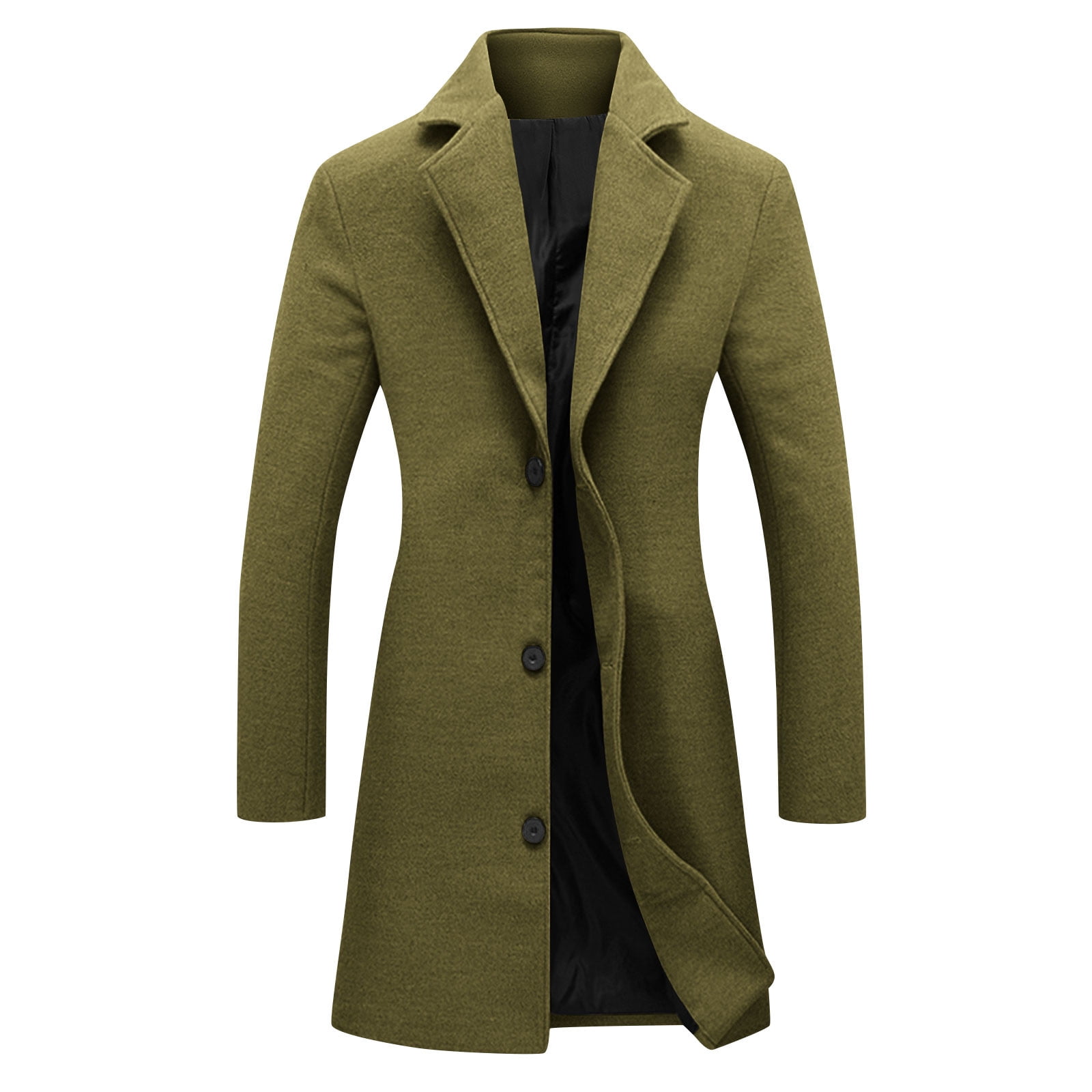 VINUSLI Womens Coat Petite Notched Lapel Collar Wool Blend Midi Peacoat ...