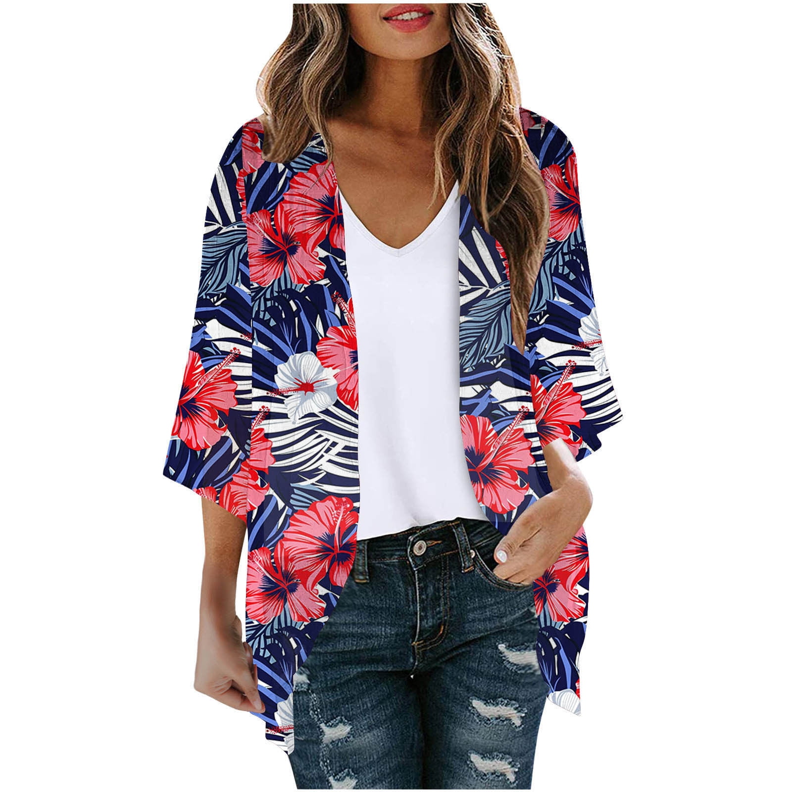 VINUSLI Womens Hawaiian Kimonos,Women's Summer Beach Boho Chiffon ...