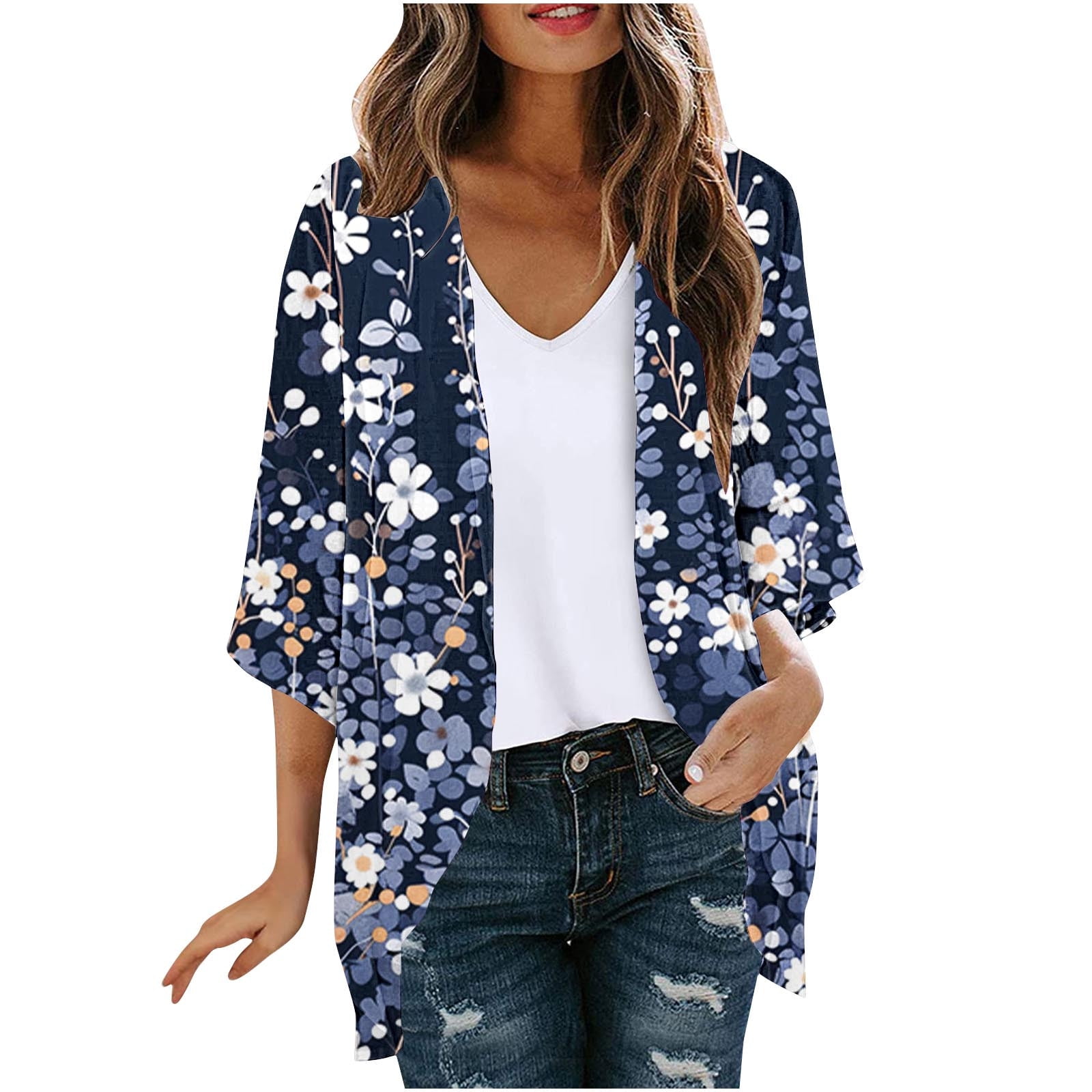 VINUSLI Womens Kimono Cover Up,Women's Summer Beach Boho Chiffon Kimono ...