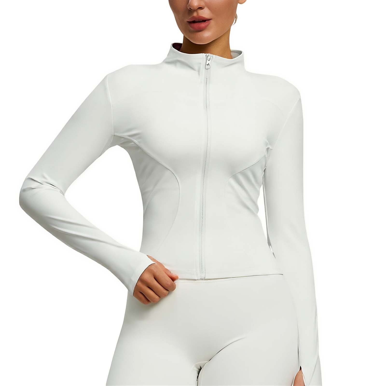 VINUSLI Womens Zip Up Athletic Jacket Lightweight Cropped Workout ...