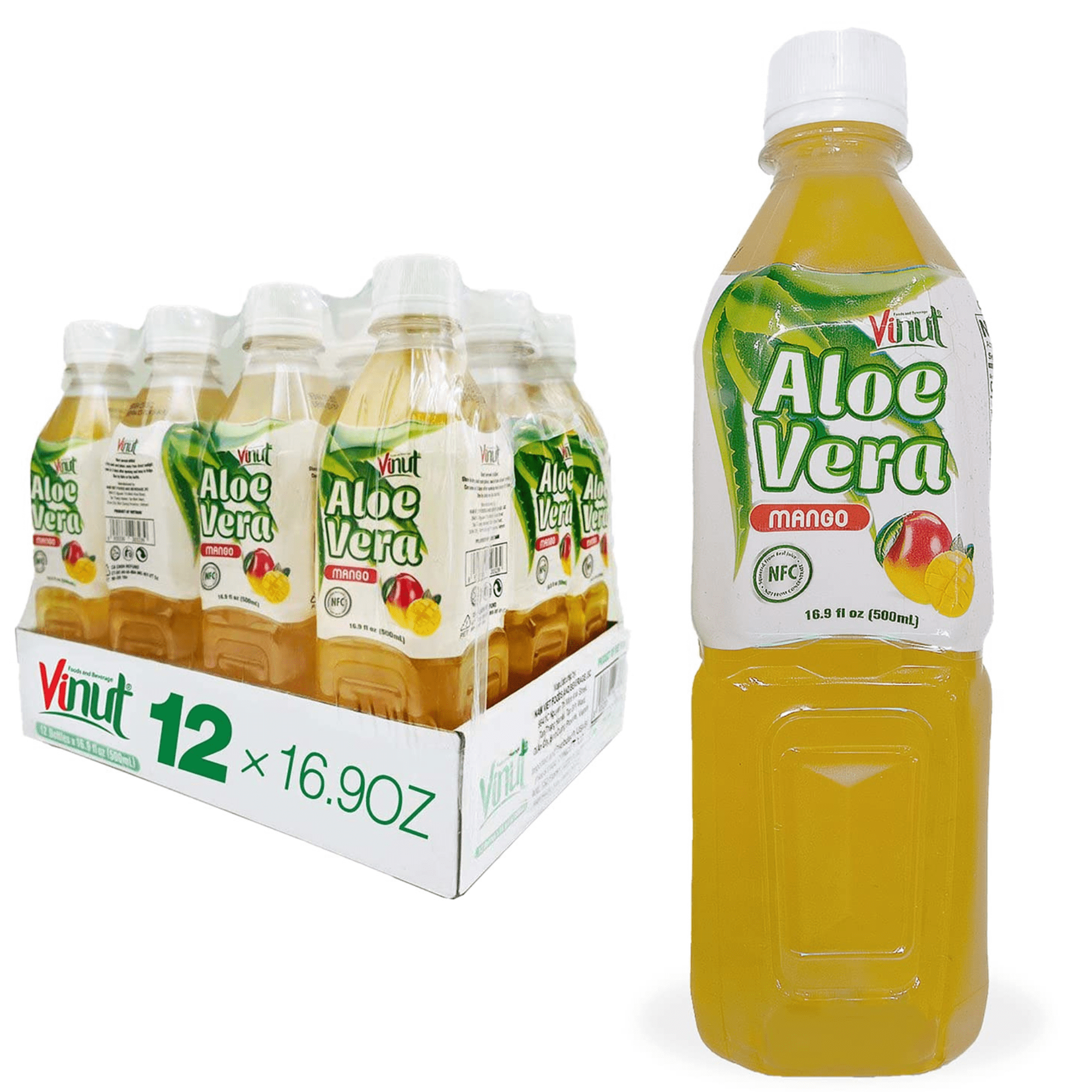 VINUT Aloe Vera Juice - Mango Flavored- 16.9 fl oz x 12 - Fresh - Not ...