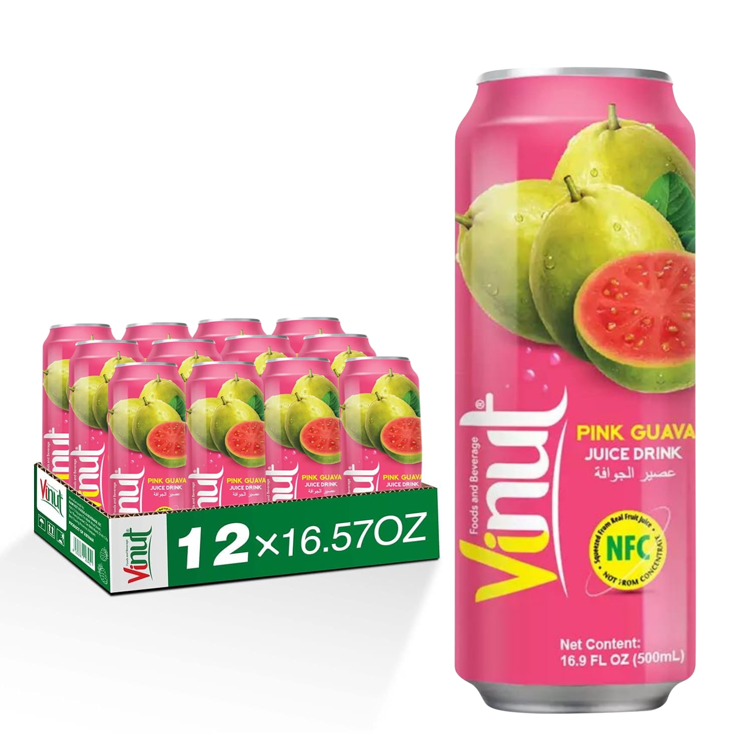 VINUT Real Guava Juice Drink With Pulp , 16.57 fl oz-Pack of 12, Not ...