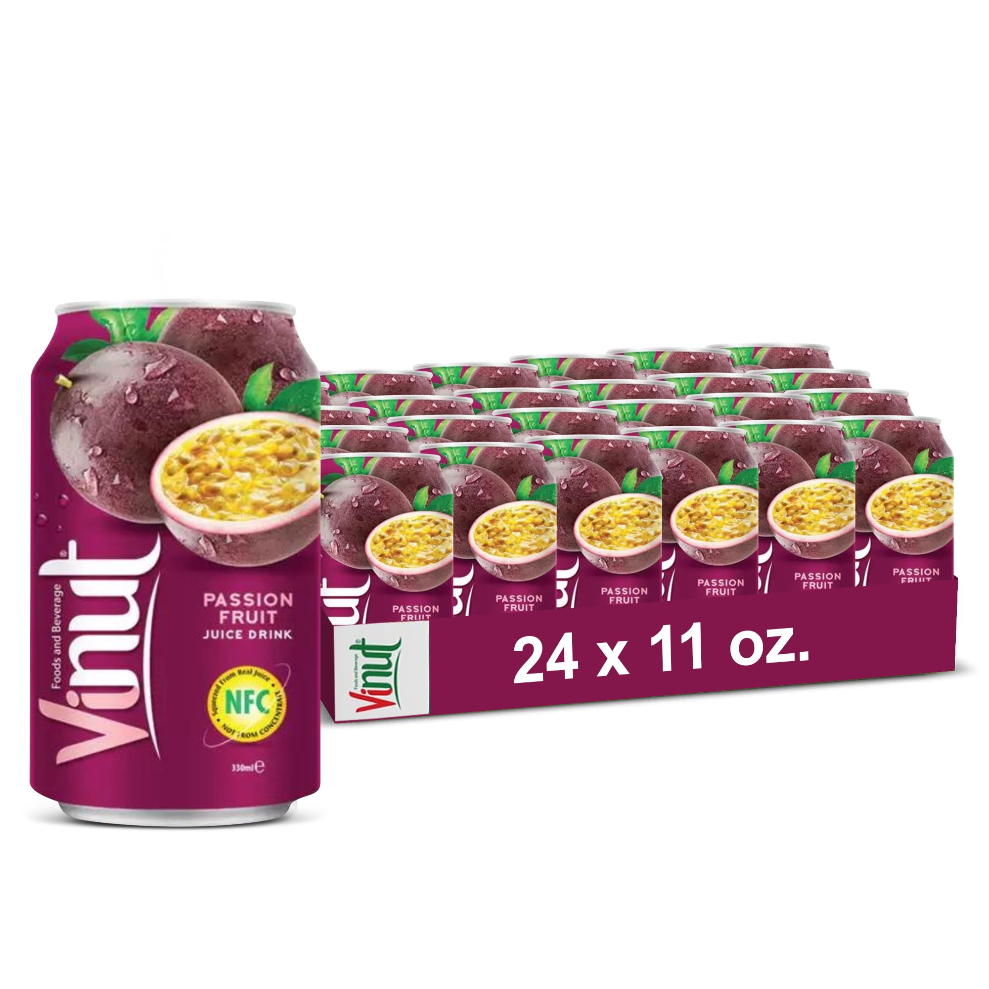 VINUT Real Passion Fruit Juice Drink, Not from Concentrate, Fresh, Non-Gmo, (11.1 Fl oz-Pack of ...