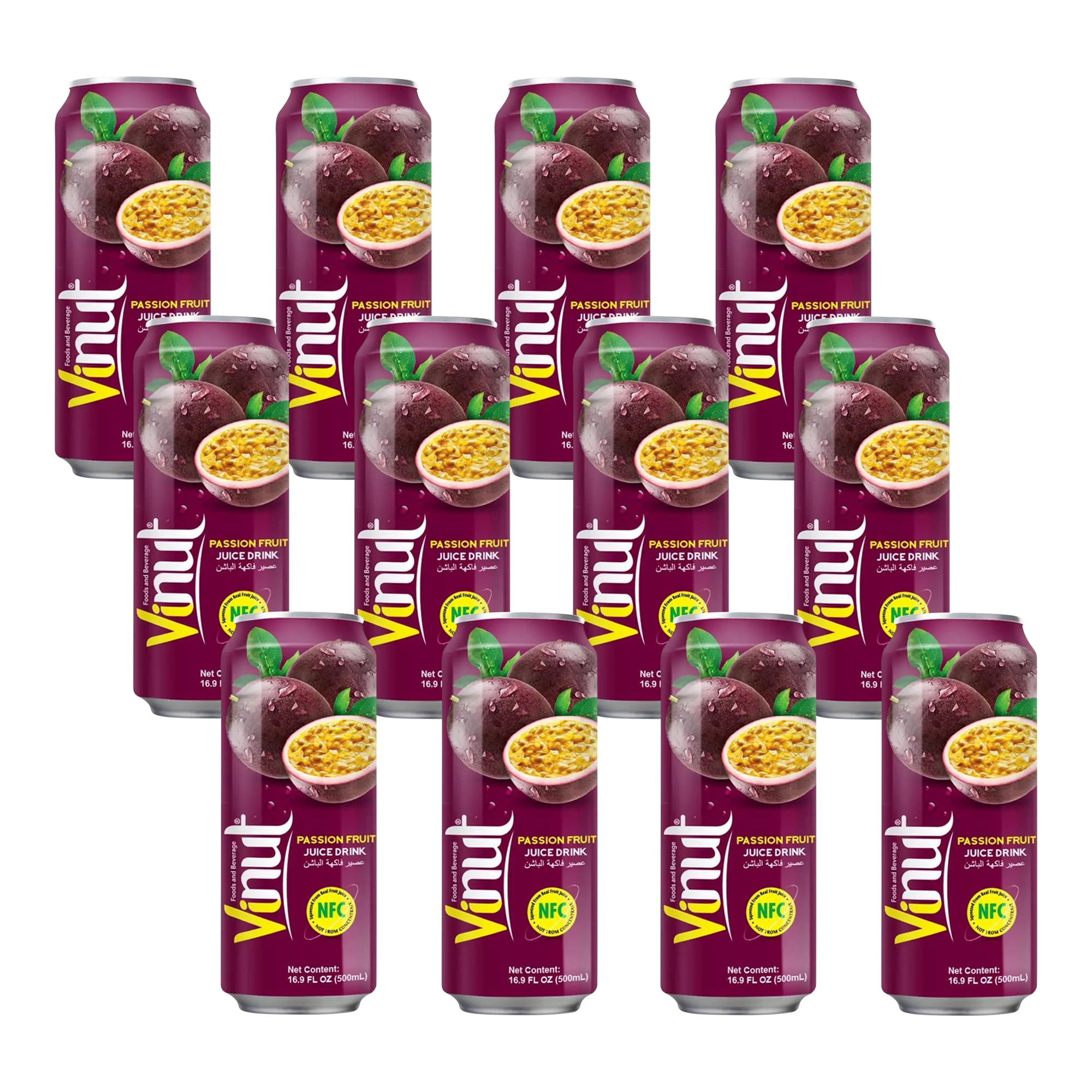 VINUT Real Passion Fruit Juice Drink With Pulp , 16.57 fl oz-Pack of 12 ...
