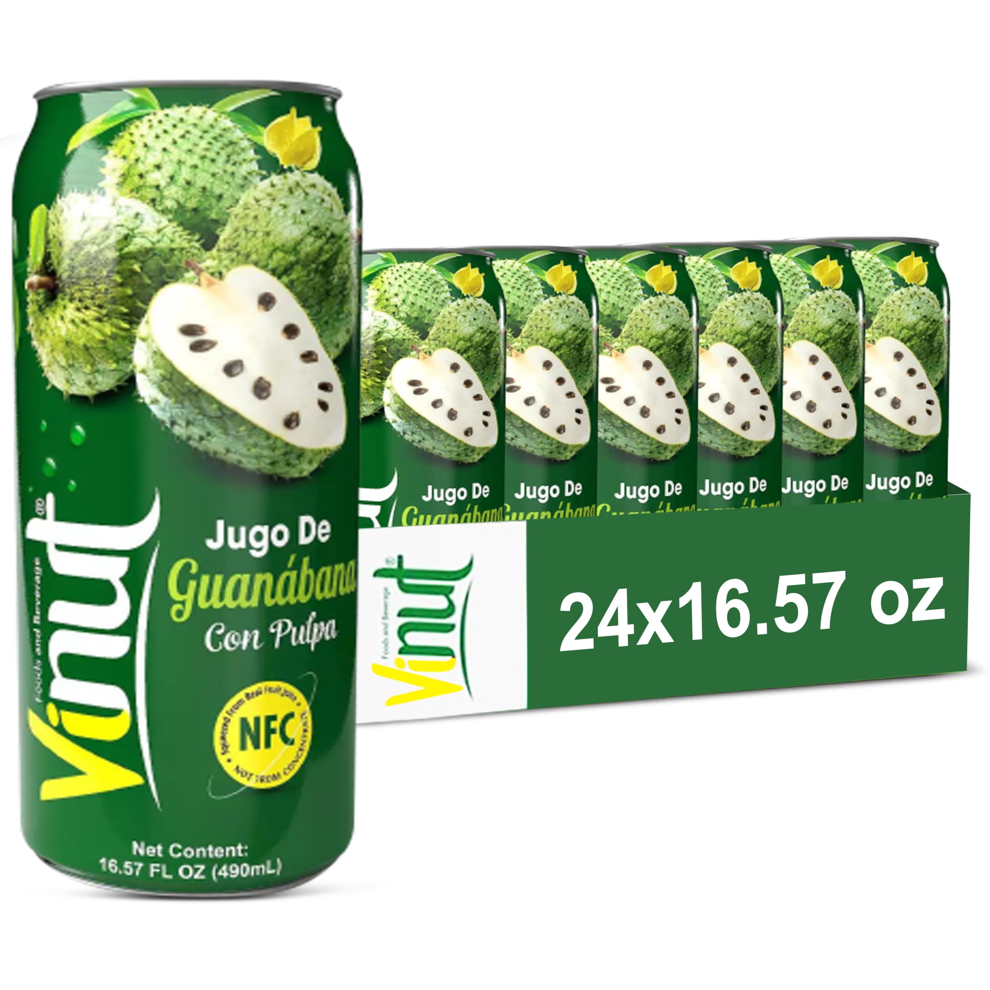 VINUT Fresh Guanabana Juice Drink with Real Soursop Pulp, 16.57 fl oz x ...