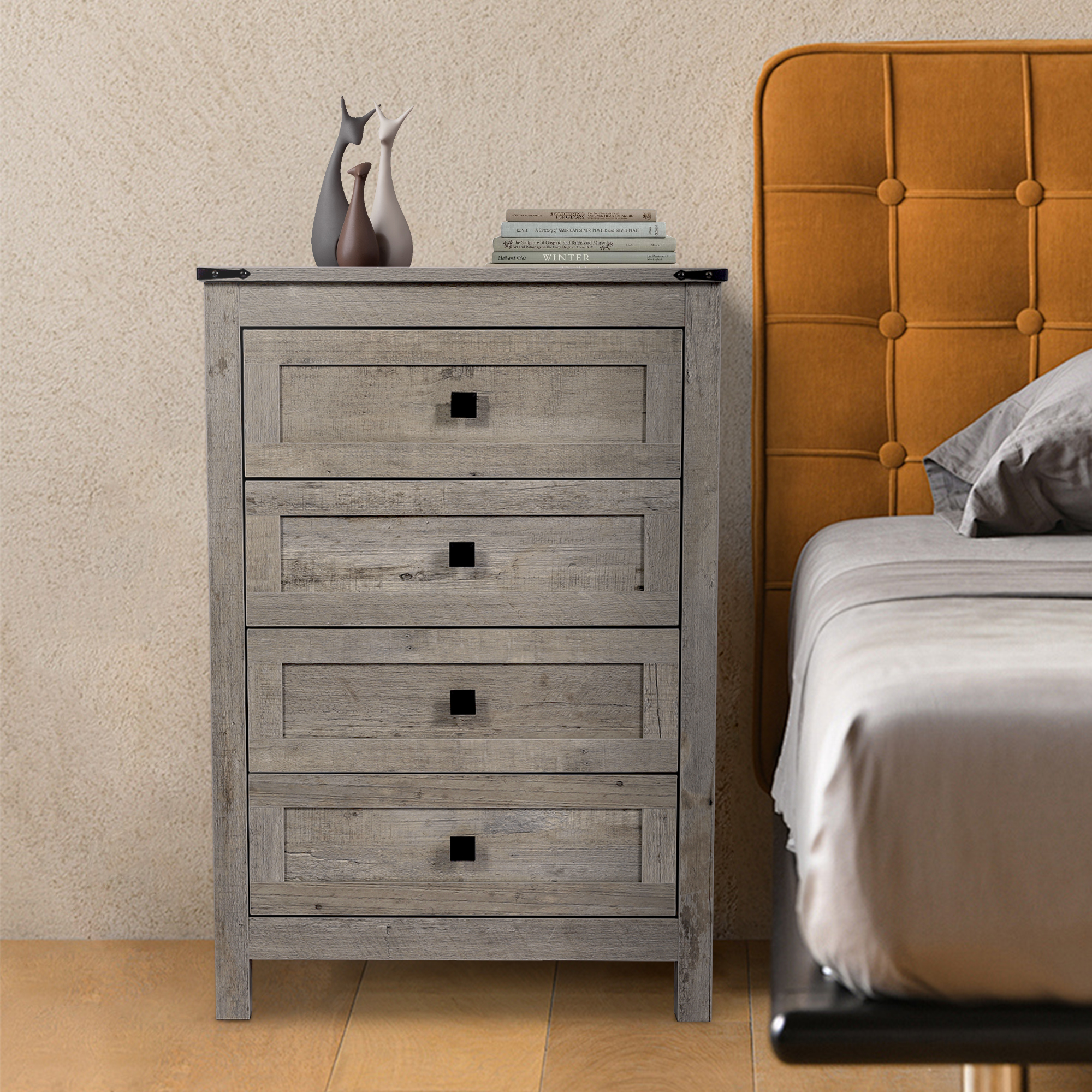 VINYUSE 4 Drawer Bedroom Dresser，Wood Modern Chest Organizer，Compact ...