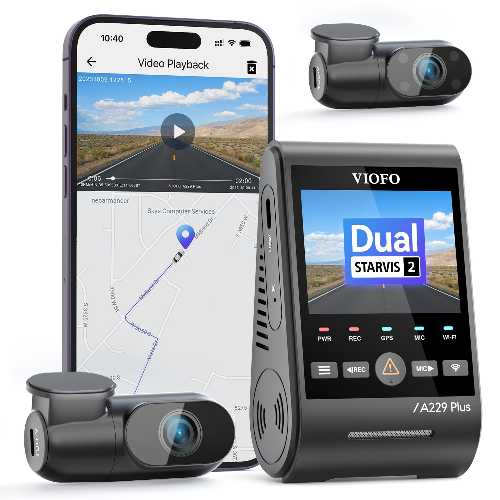 VIOFO A229 Plus 3 Channel Dash Cam, Dual STARVIS 2 Sensors, 3-Channel ...