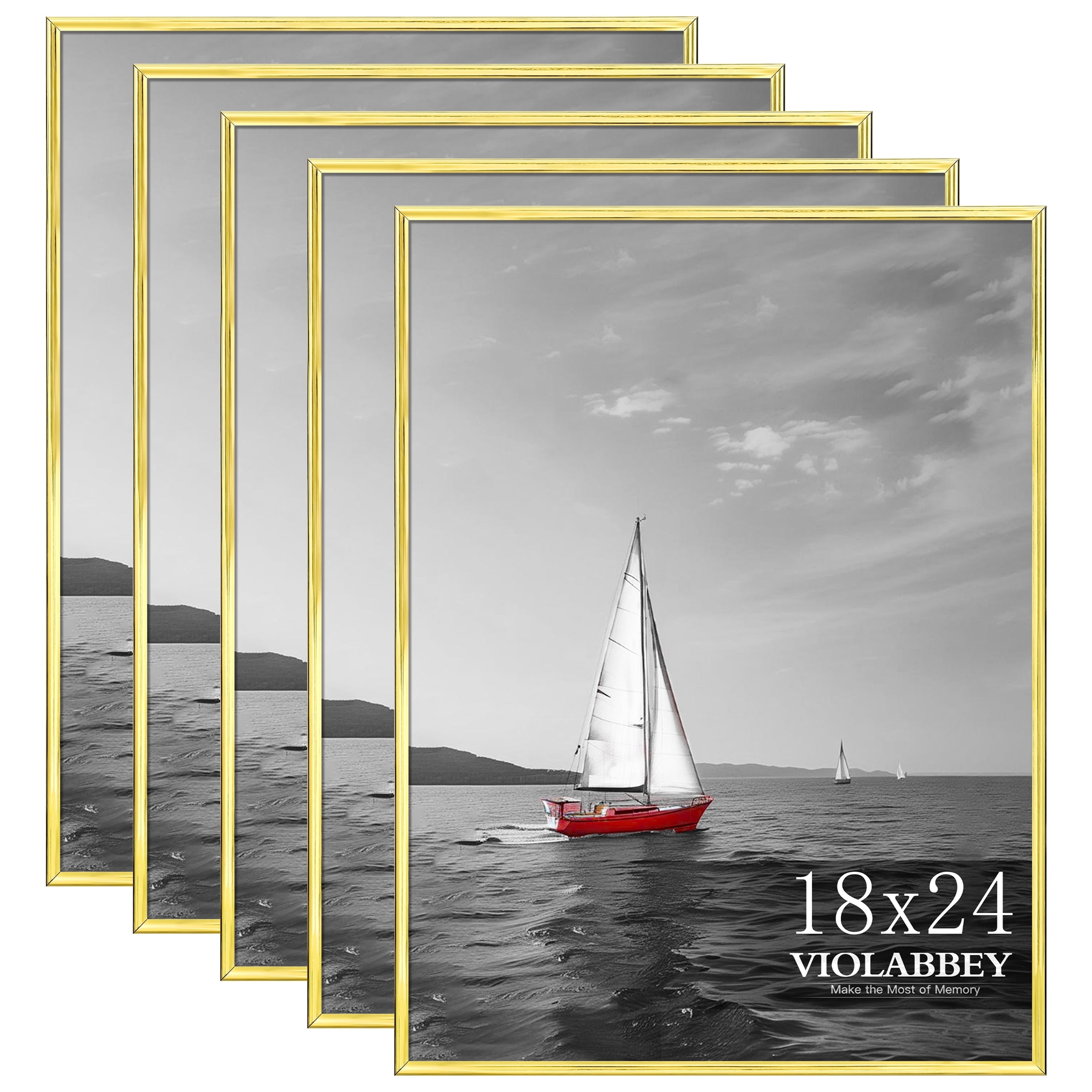 VIOLABBEY 18x24 Frame Set of 5, 18 x 24 Gold Poster Frames for Wall ...