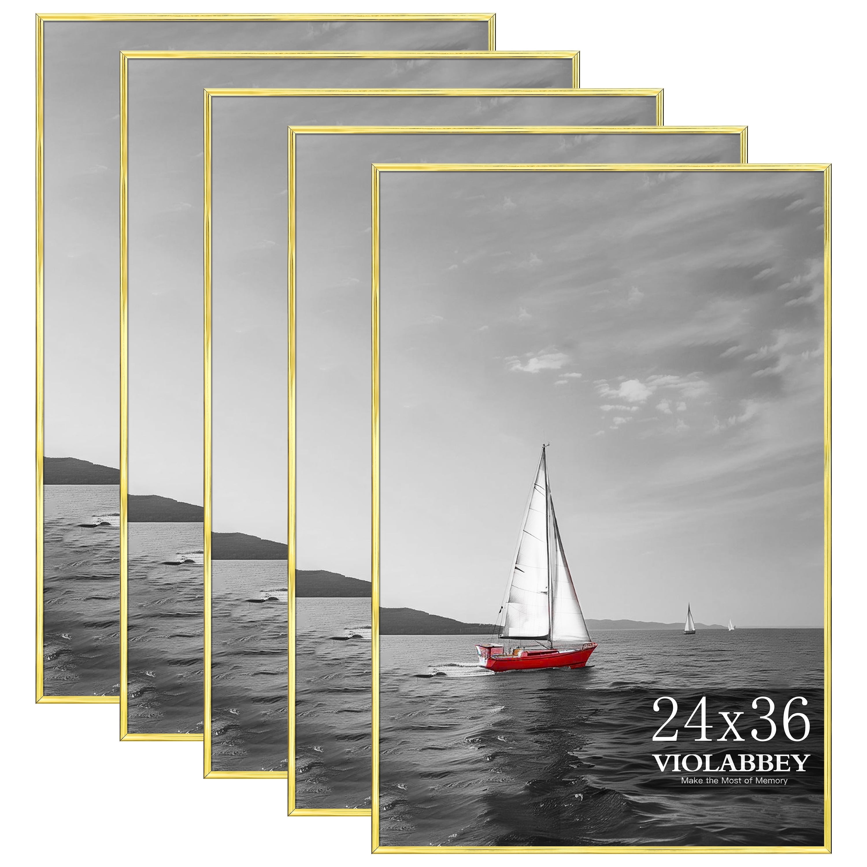 VIOLABBEY 24x36 Poster Frame Set of 5, Gold Picture Frames for Wall ...