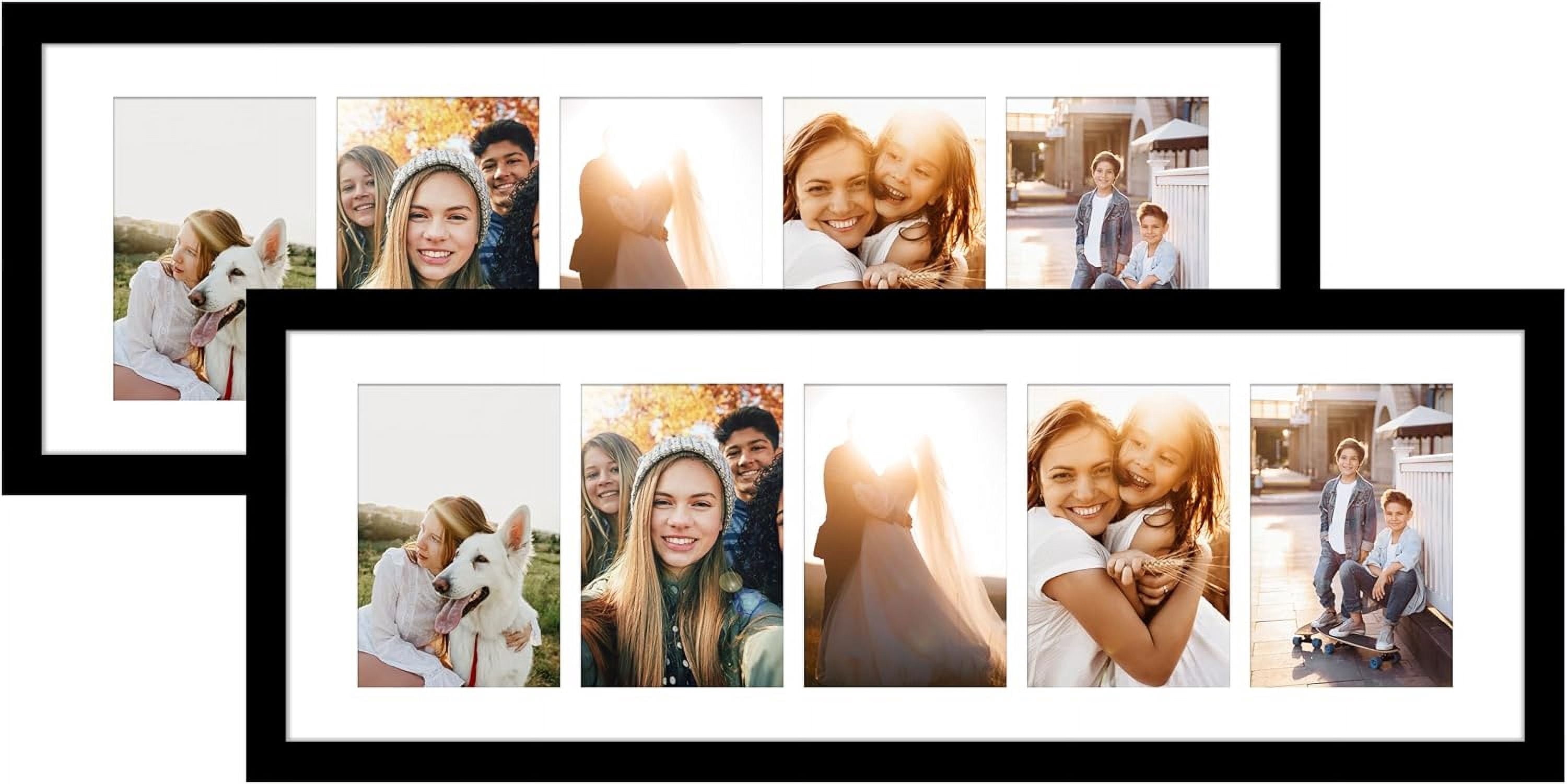VIOLABBEY 8x24 Collage Picture Frame 2Pack,Fits Five 4x6 Photos with ...