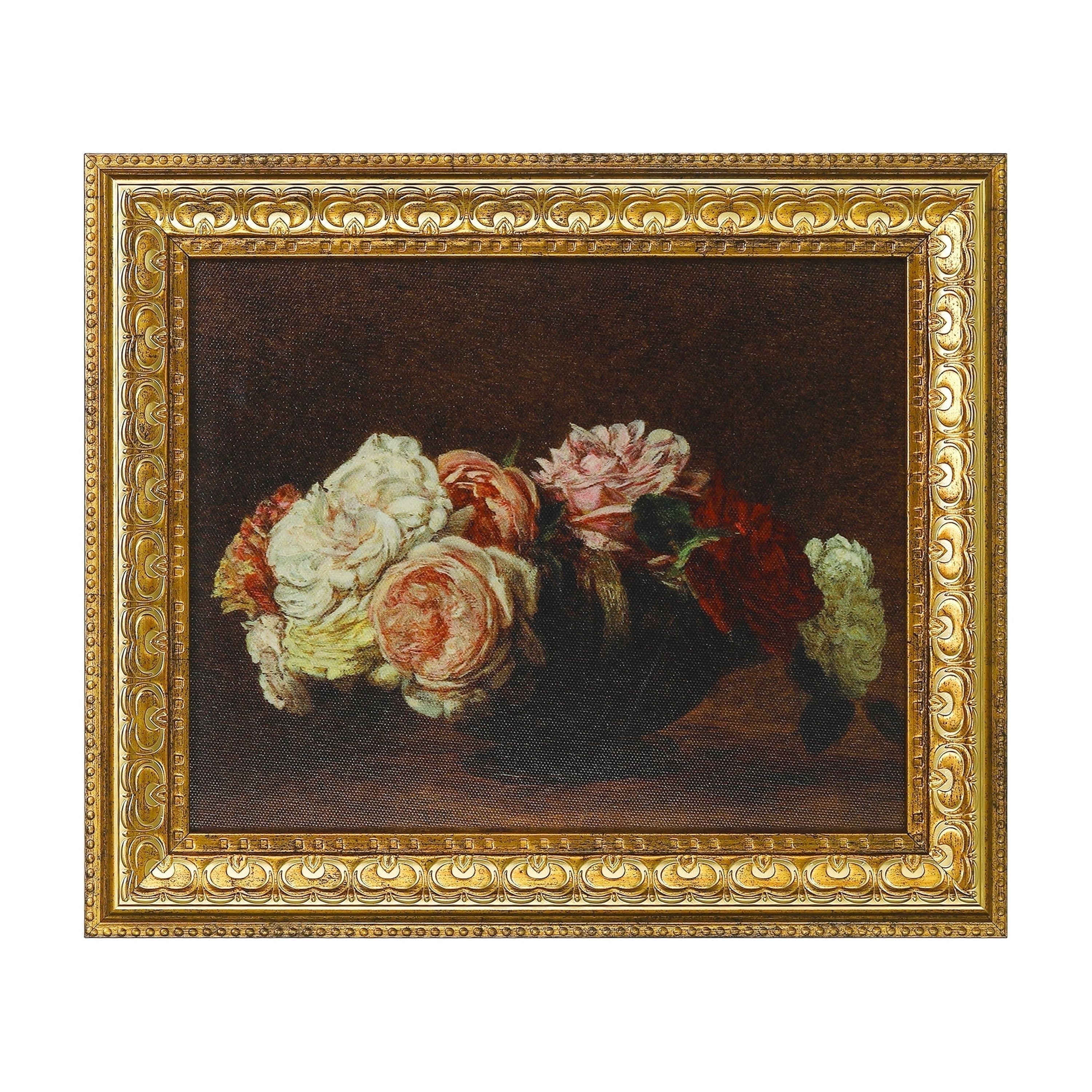 VIOLABBEY Wall Art Framed Gold, Moody Floral Dark Academia Decor, Pink ...