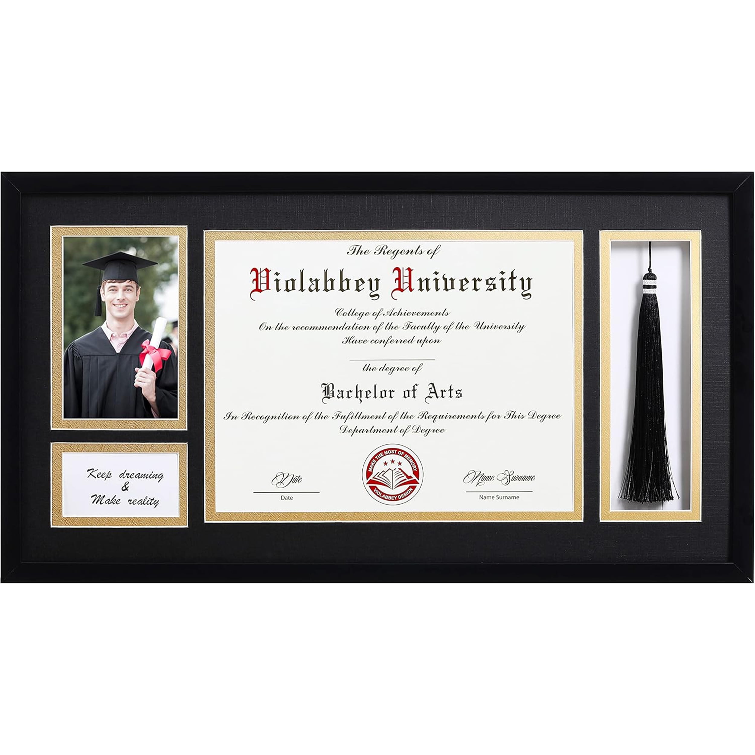 VIOLABBEY Matte Black Diploma Frame with Tassel Holder for 8.5x11 ...