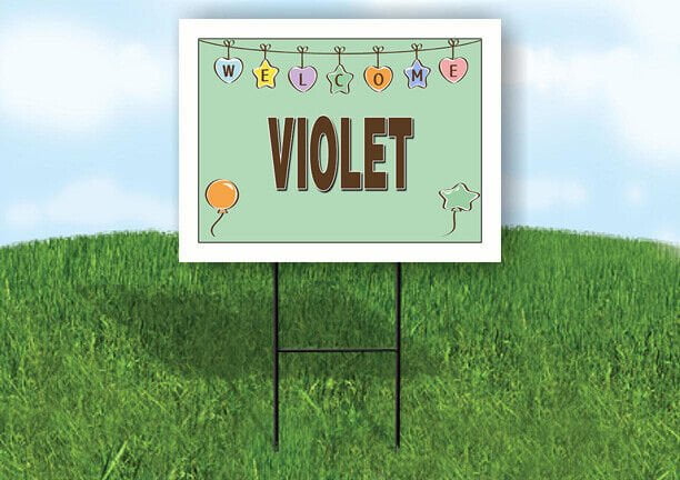 VIOLET WELCOME BABY GREEN 18 in x 24 in Yard Sign Road Sign with Stand ...