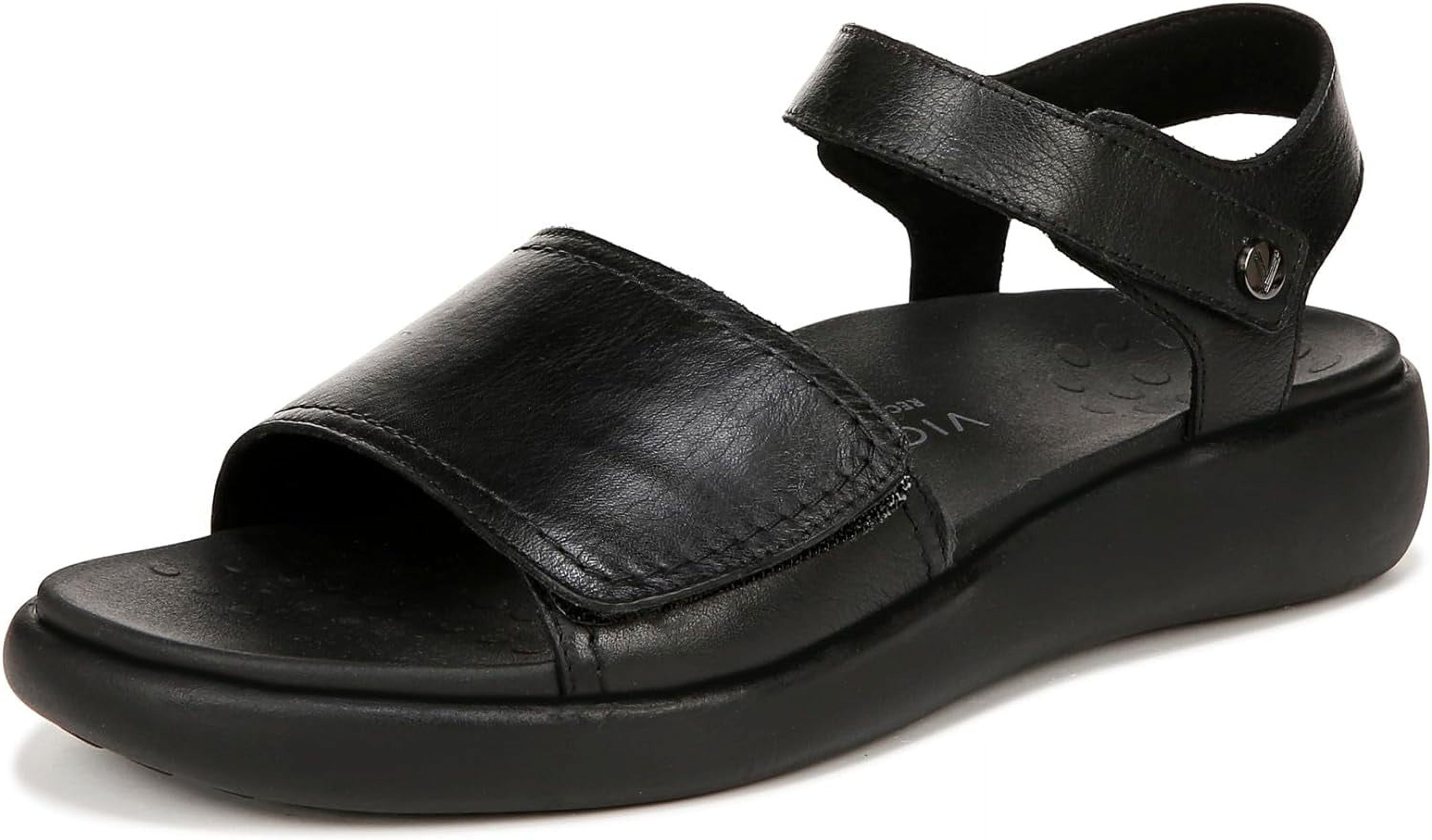 VIONIC Women's Awaken Ankle Straps Heeled Sandal Black Leather 8.5W ...