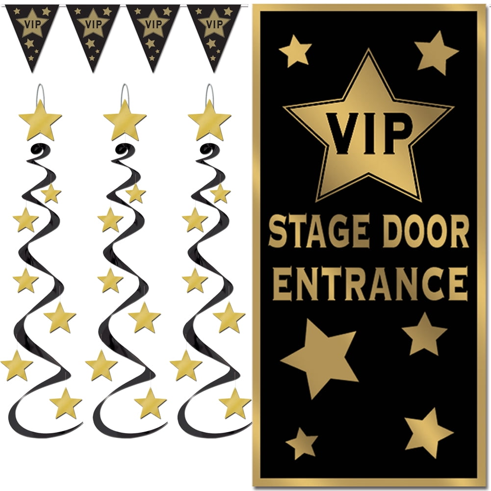 VIP Black and Gold Hollywood Red Carpet Party Decorations, Birthday ...