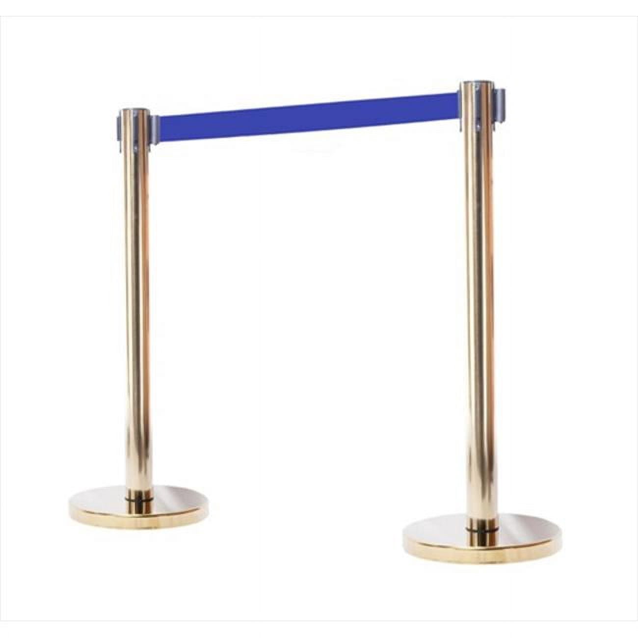 VIP Crowd Control 1020 12 in. Flat Base Gold Post & Cover Retractable ...