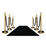 VIP Crowd Control, 6 Gold Crown Rope Stanchions + 4 Black Velour Ropes ...