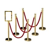 VIP Crowd Control, 6 Gold Crown Rope Stanchions + 4 Red Velour Ropes ...