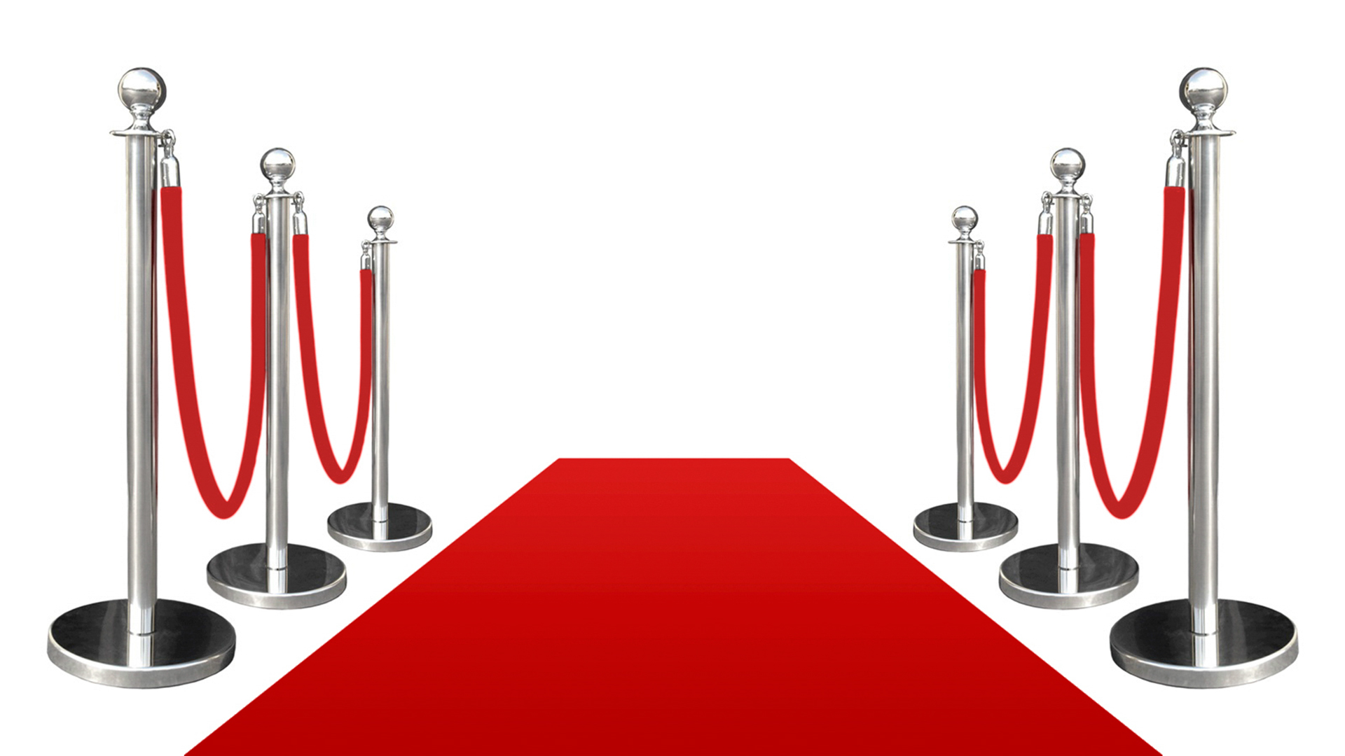 VIP Crowd Control, 6 Mirror Crown Rope Stanchions + 4 Red Velour Ropes ...