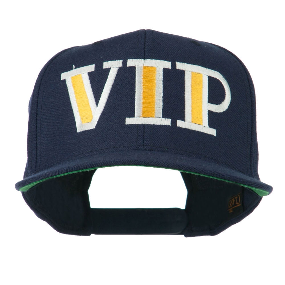VIP Flat Bill Embroidered Cap - Navy OSFM - Walmart.com