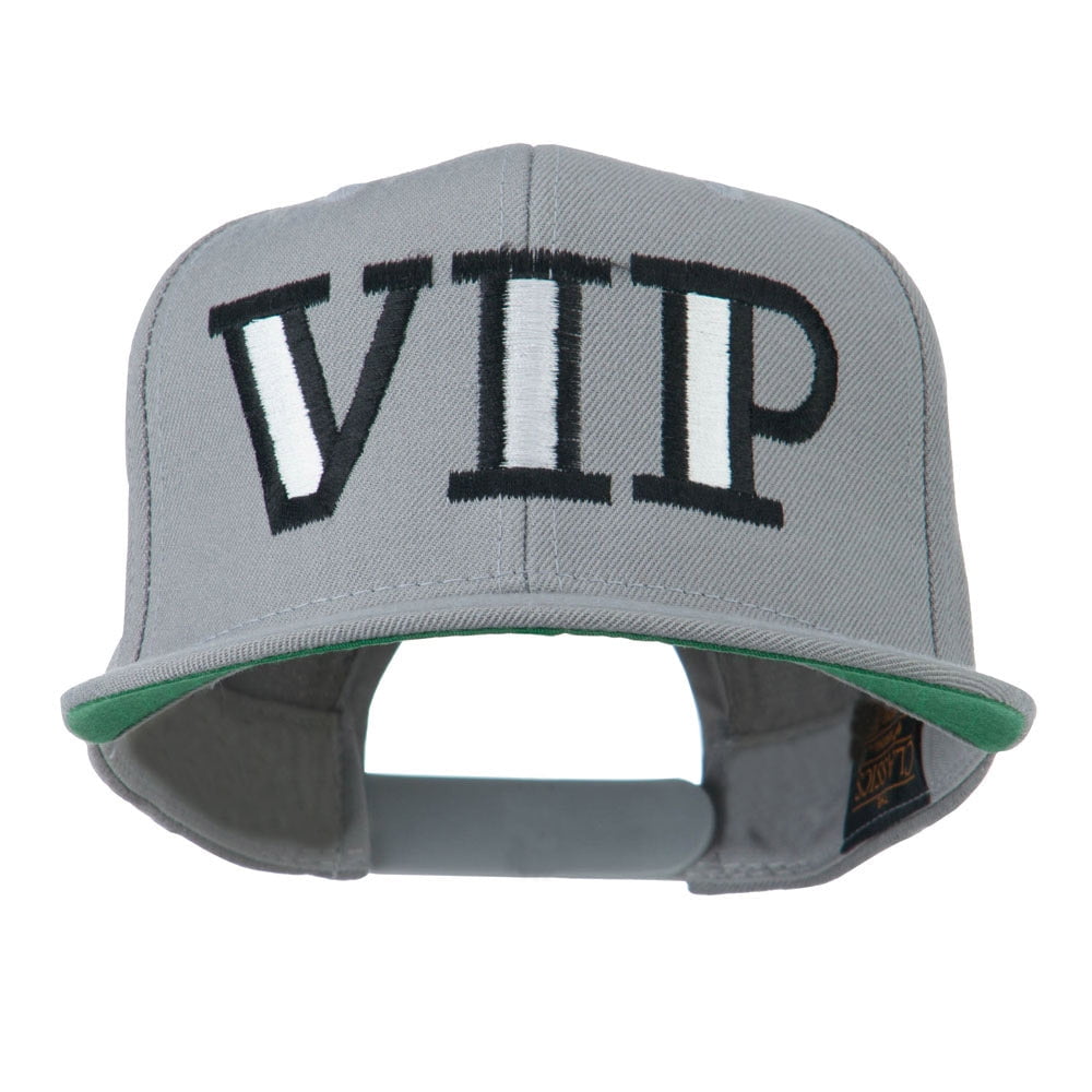 VIP Flat Bill Embroidered Cap - Silver OSFM - Walmart.com