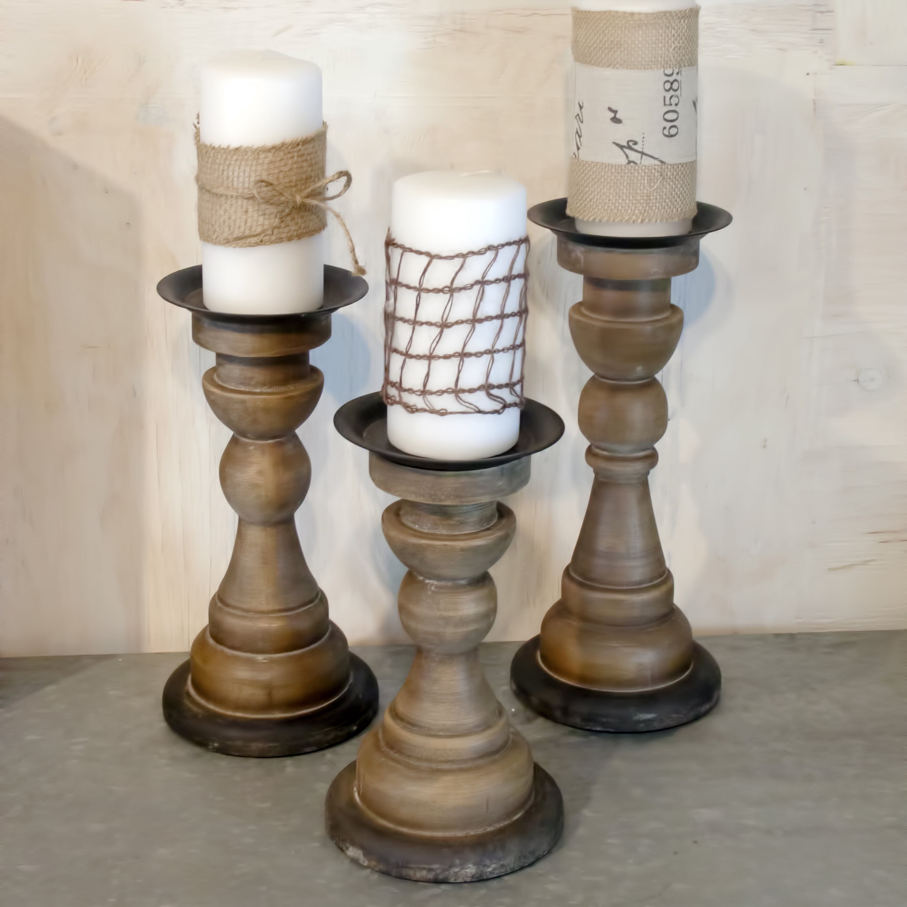 VIP Wood 13 in. Black Turned Bold Base Candle Holder Set of 3 - Walmart.com