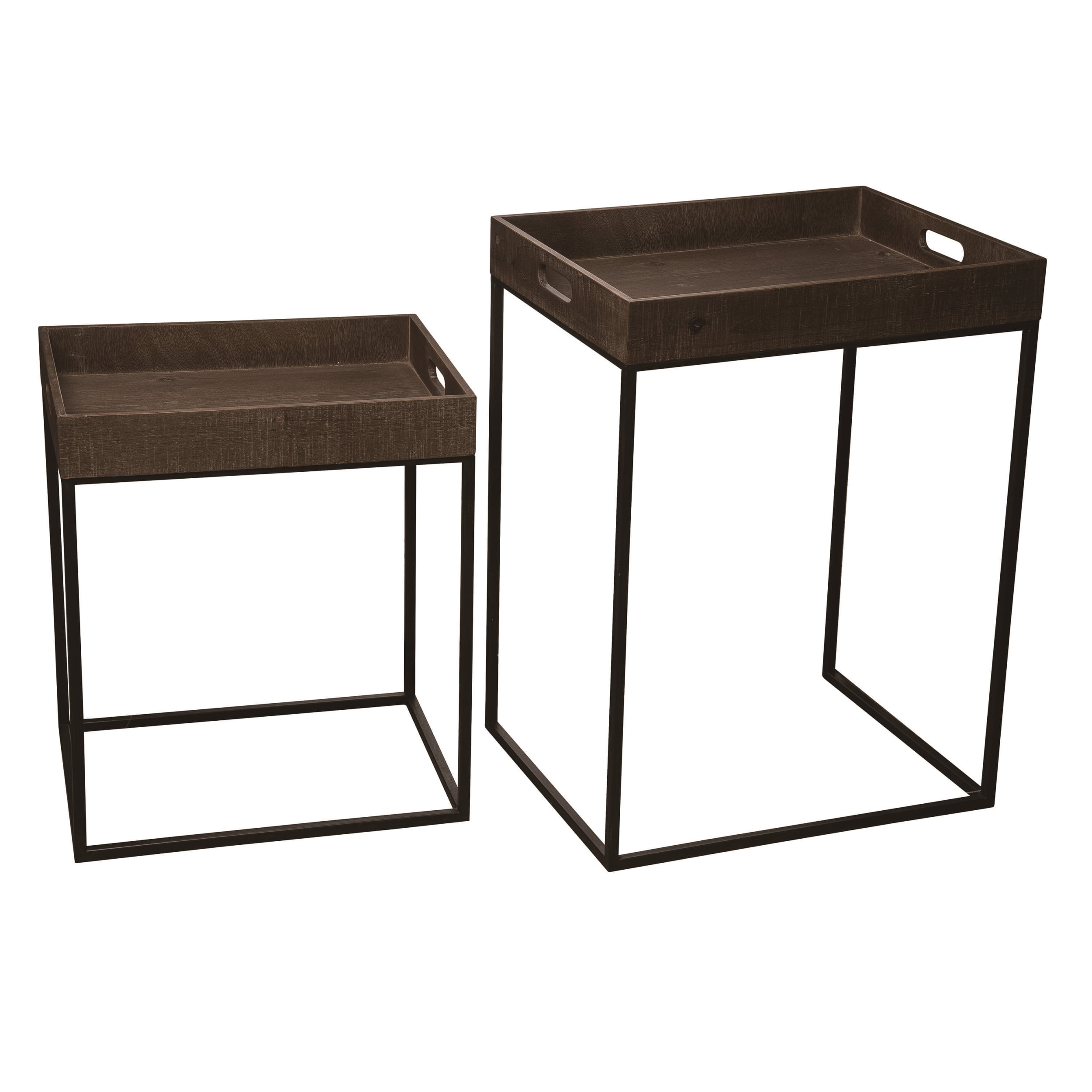 VIP Iron 26.38 in. Black Square Tray Table Set of 2 - Walmart.com
