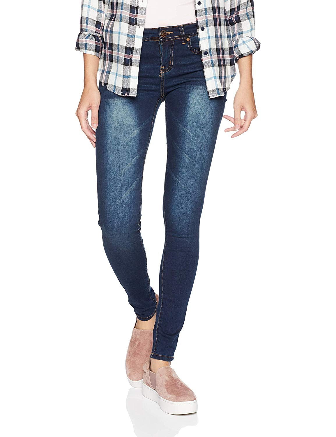 VIP JEANS Skinny Leg Jeans For Teen Girls Mid Rise Slim Fit In 2 Dark ...