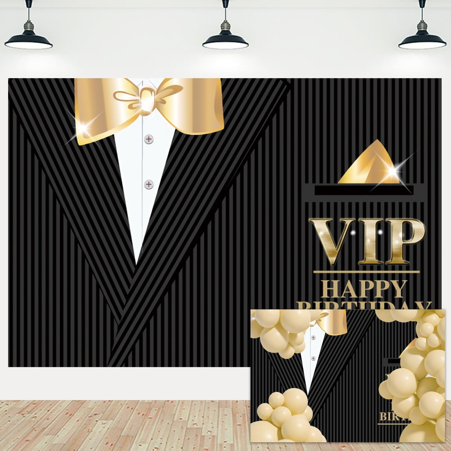 VIP Man Birthday Backdrop Gold Tie Happy Birthday Photography ...