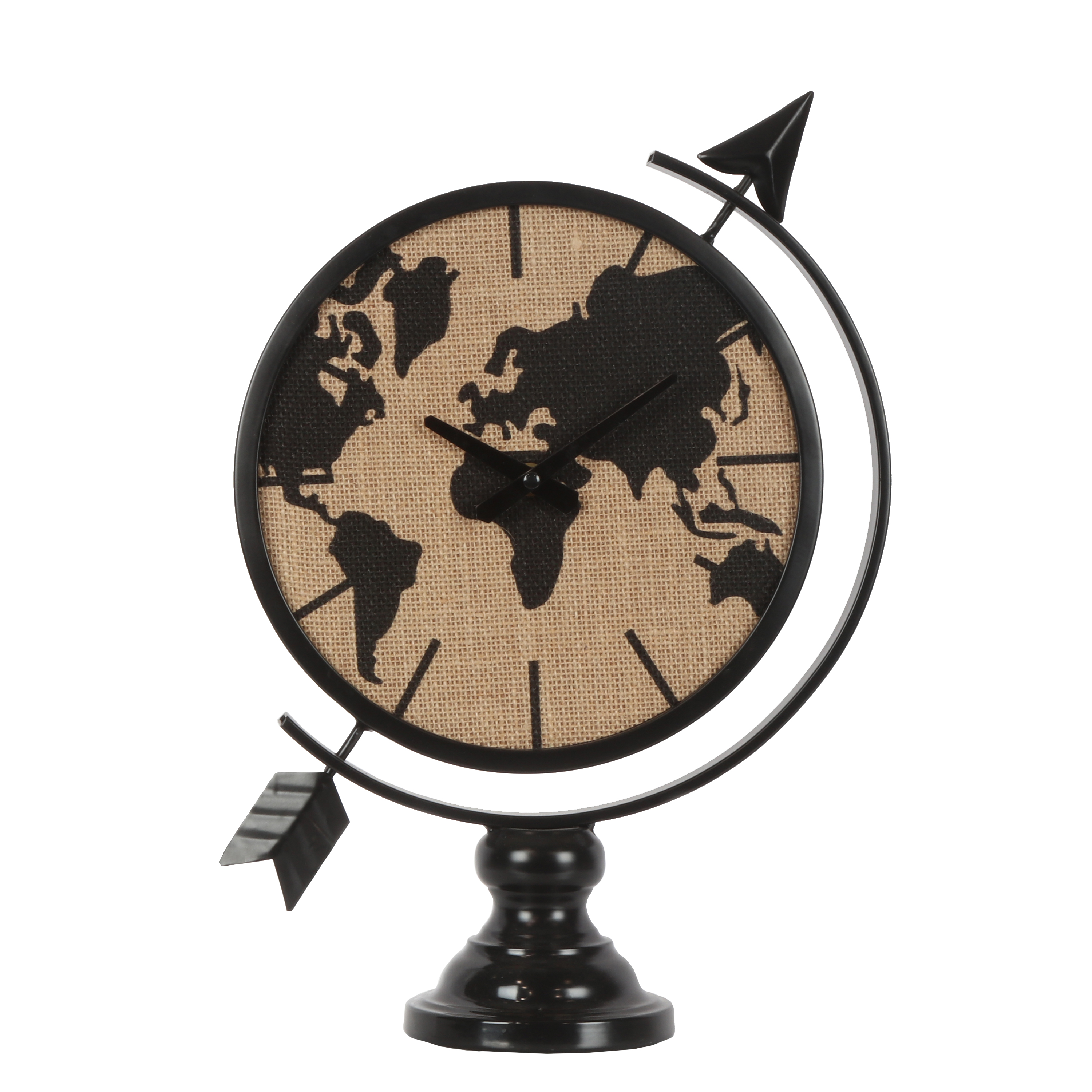 VIP Metal 15.5 in. Black World Table Clock - Walmart.com