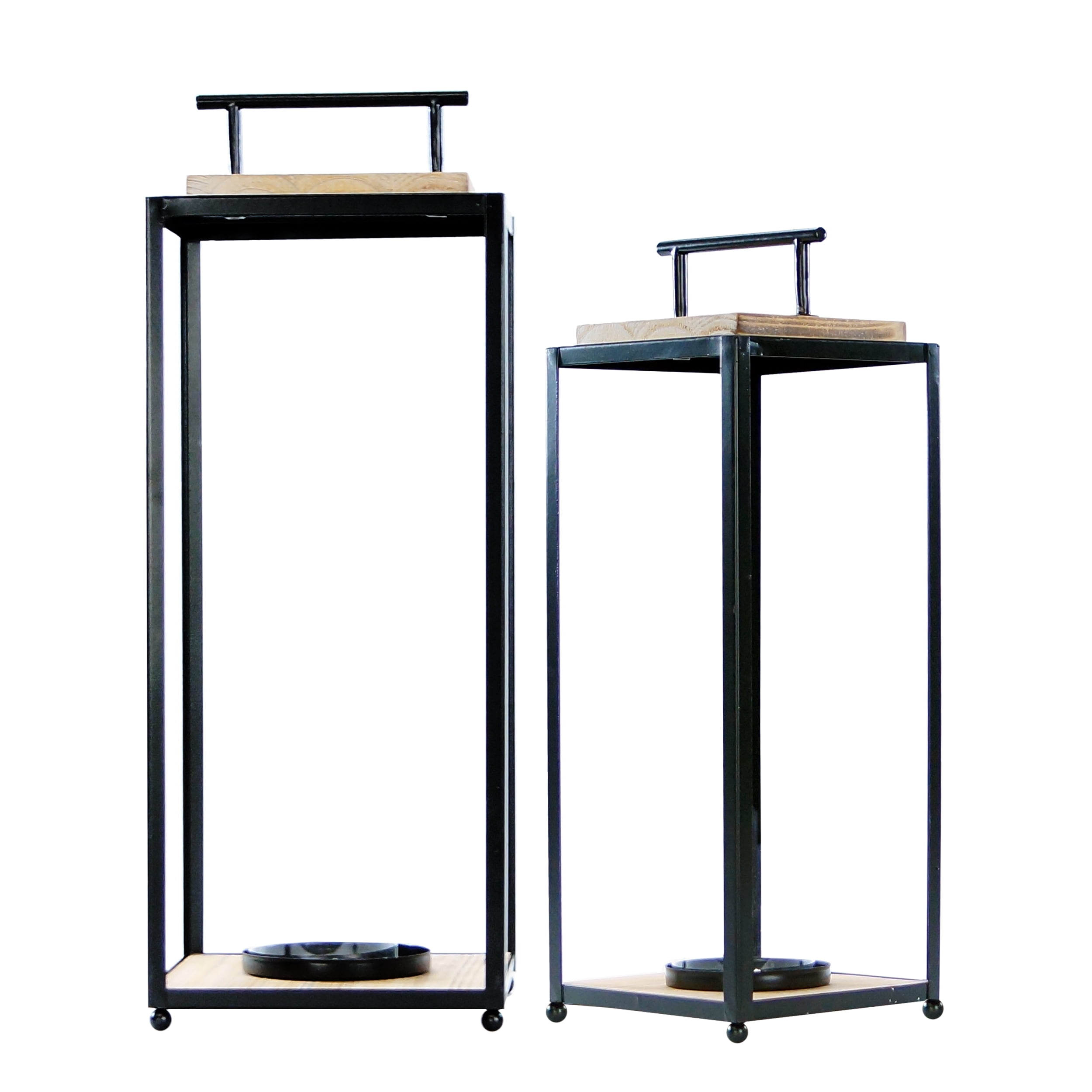 VIP Metal 19 in. Black Open Air Lanterns Set of 2 - Walmart.com