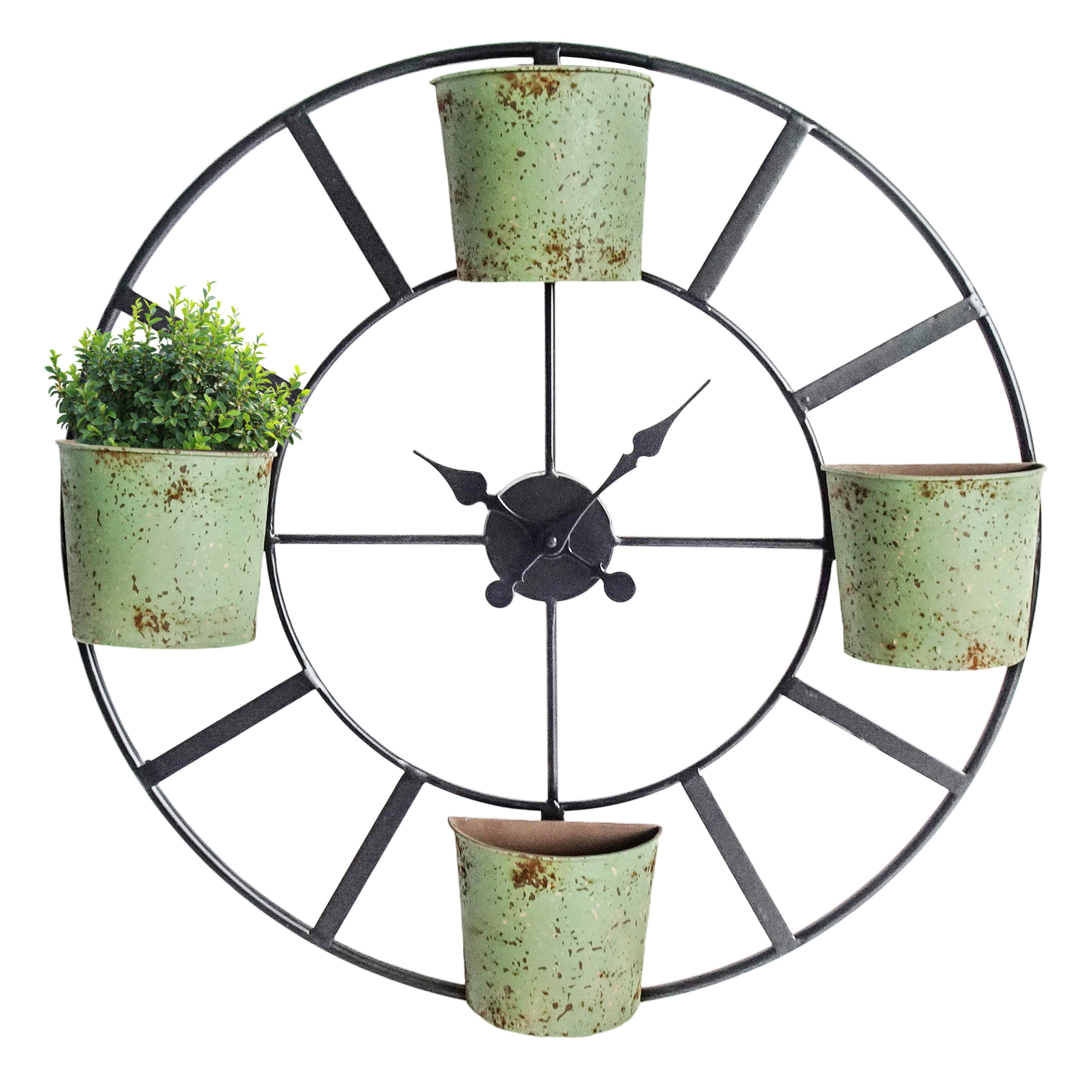 VIP Metal 24 in. Green Planter Wall Clock - Walmart.com