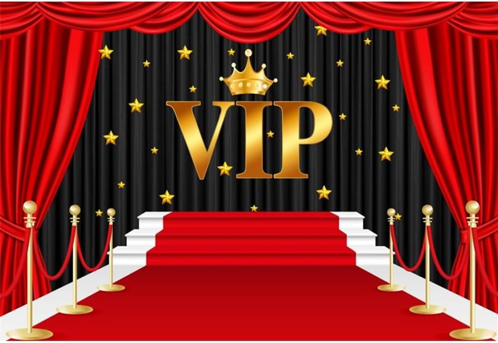 VIP Red Carpet Backdrop for Photo Red Curtain Gold Crown Star Girl ...