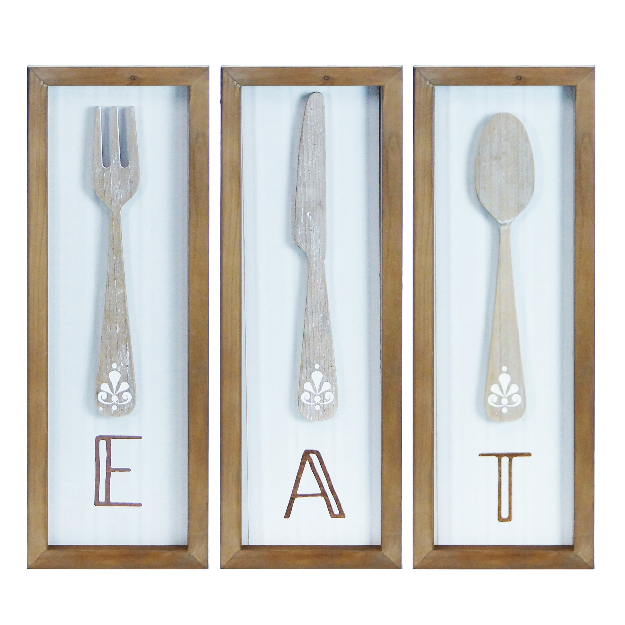 VIP Wood 16.88 in. White Eat Sign Set of 3 - Walmart.com