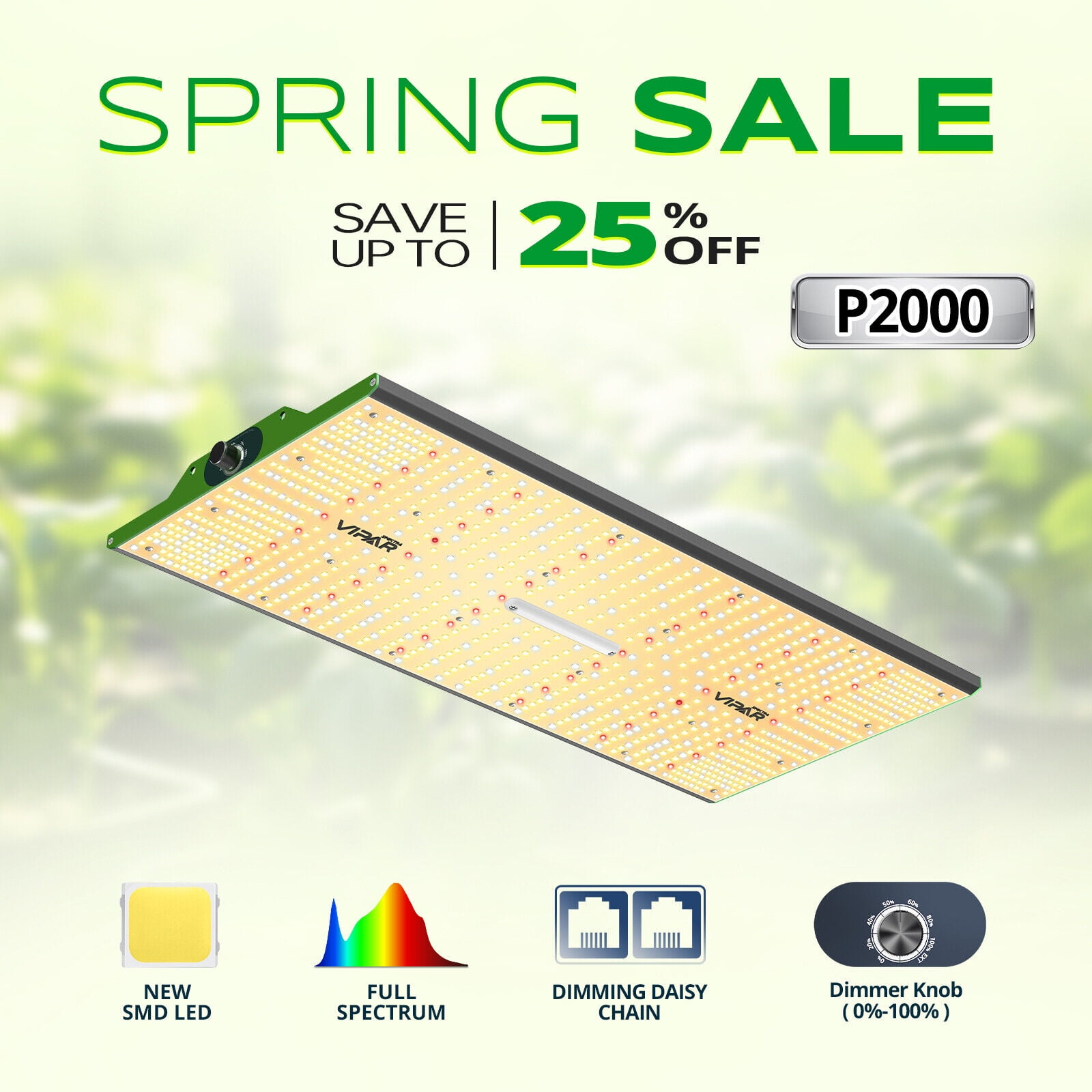 VIPARSPECTRA 2025 P2000 Led Grow Light Full Spectrum for Grow Tent ...
