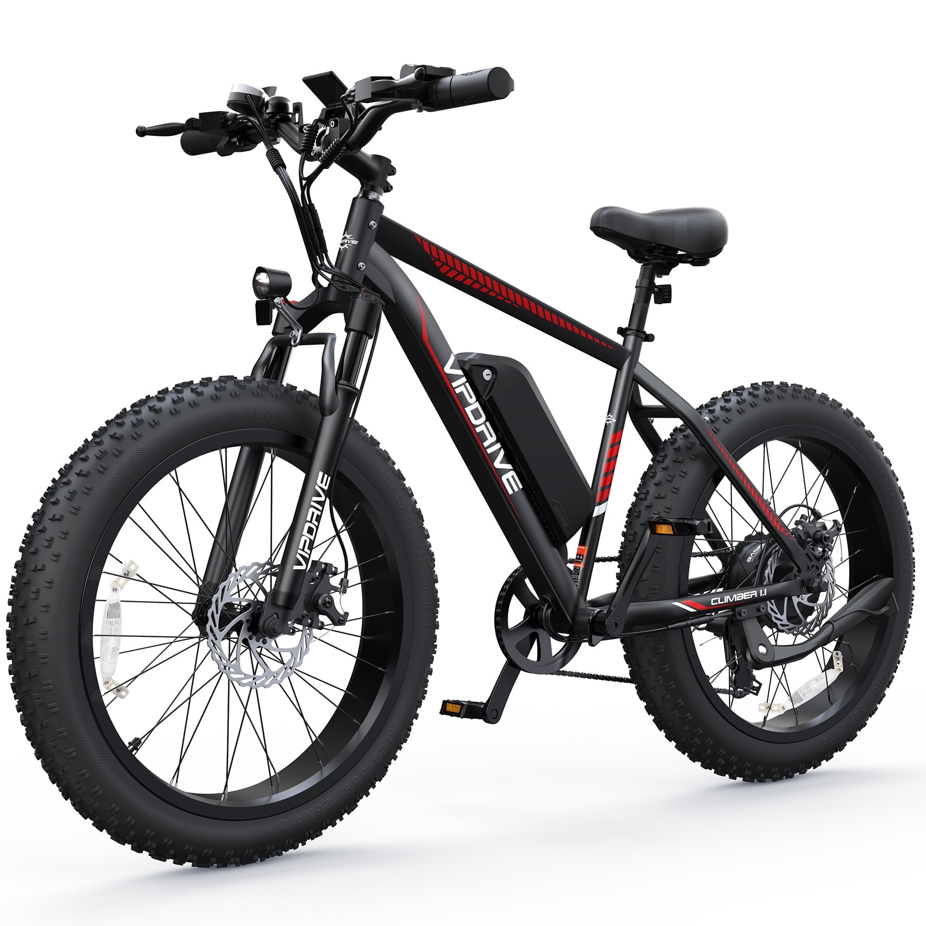 VIPDRIVE 26-inch 4.0 Fat Tire Electric Bike, 500 Watt Motor (750 Watt ...