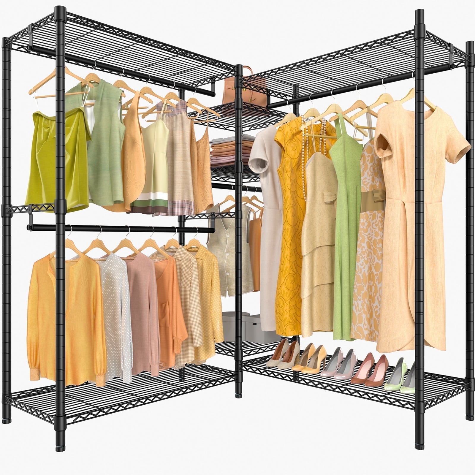 VIPEK L6 Plus Heavy Duty Garment Rack, Corner Closet Organizer, 7 Adjustable Shelves, Max Load ...