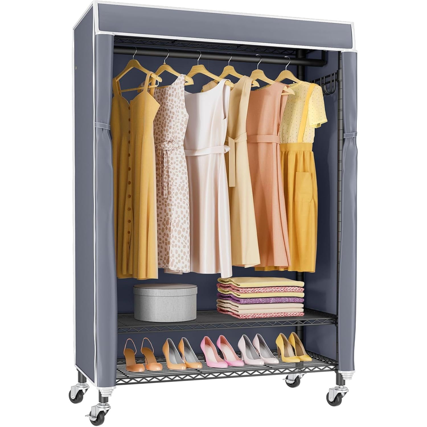 VIPEK R1C Rolling Clothes Rack with Cover Portable Closet for Hanging ...