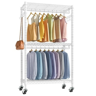 Whitmor 4-Shelf Rolling Garment Rack, Metal, Chrome - Walmart.com